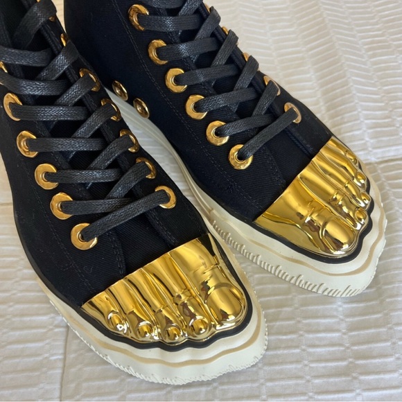 Schiaparelli | Shoes | Schiaparelli Gold Toe Trainer Sneakers In Black ...